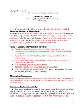 ORC Human Research IRB Sample Documents Auburn University Doc Template PdfFiller