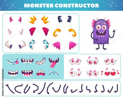 Cartoon Monster Constructor Set Stock Vector Adobe Stock