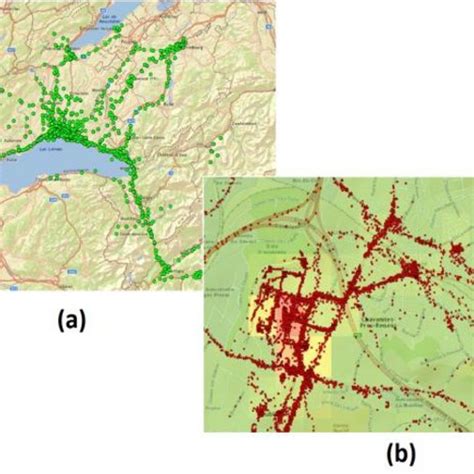 P002 A Gsm Cell Ids Traces Mapped On Gps Coordinates B Gps Density Download Scientific