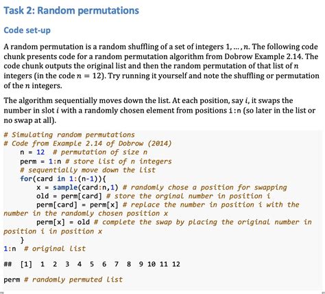 Task 2 Random Permutations Code Set Up A Random