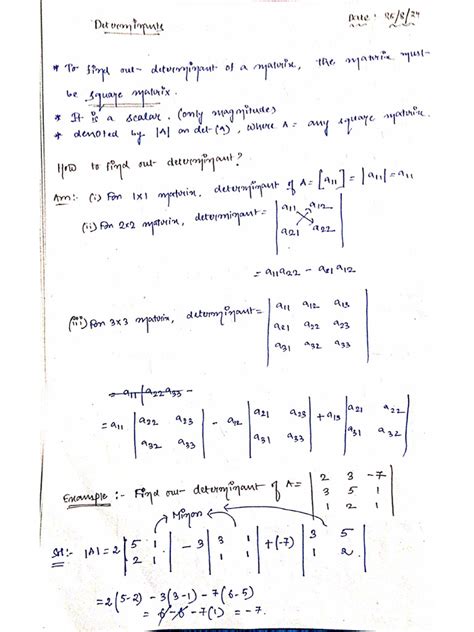 Determinants Adjoint And Inverse Of A Matrix Pdf
