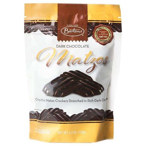 Bartons Dark Chocolate Mini Matzos 5 5oz Pouch Economy Candy