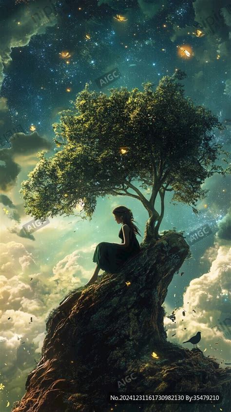Ai创作图梦幻唯美童话童年美梦 星辰大海女孩背影 梦幻世界里的姑娘 神秘梦幻的大树 树傍下的少女 唯美黑夜晚女孩吊旗 大树梦幻森林 幻想梦境插画 梦中树 梦幻图片大全 插画梦幻女孩 超现实合成