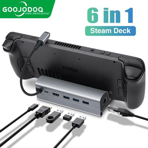 도킹 스테이션 스팀 데크와 호환 6 In 1 스팀 데크 도크 Hdmi 4k 30hz 기가비트 이더넷 3 Usb A 30