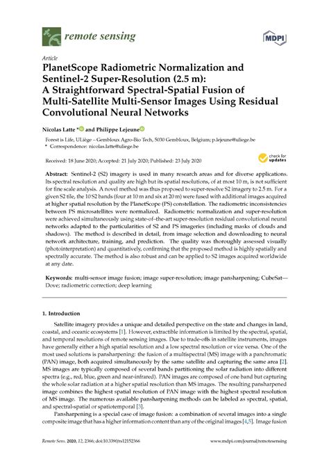 Planetscope Radiometric Normalization And Sentinel 2 Super Resolution 2 5 M A Straightforward