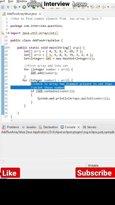 how to find common element between two array in java interview questions asked in interview