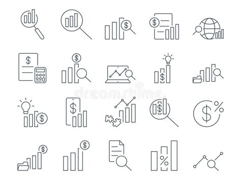 Analytics Icons Set Chart Statistics Reporting Metrics Editable Stroke Icons Vector