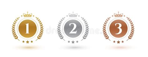 First Second And Third Place Number Badge In Set Stock Illustration Illustration Of