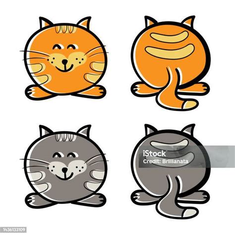귀여운 고양이 아이콘 집합입니다 만화 고양이 앞면과 뒷면 격리된 귀여운 그림 0명에 대한 스톡 벡터 아트 및 기타 이미지 0명 계절 고양이 새끼 Istock