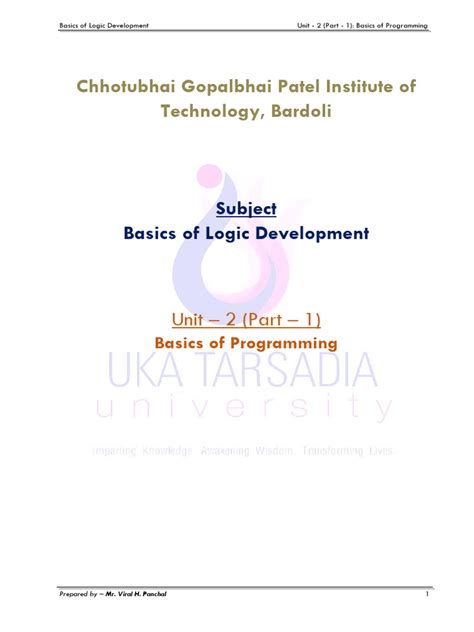 Pwc Unit 1 Part 2 Basics Of Programming Pdf Integer Computer Science Data Type