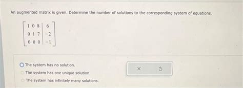 Solved An Augmented Matrix Is Given Determine The Number Of