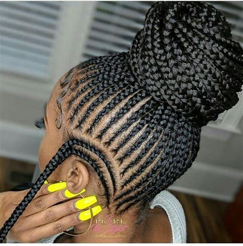 Ghanaian Hairstyles On Instagram Lovely Small Feedin Bun Braids By Pearlthestylist 💕