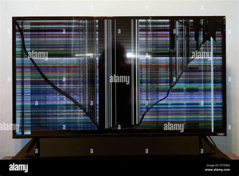 Cracked Glass Of Broken LCD TV Display Screen Stock Photo Alamy