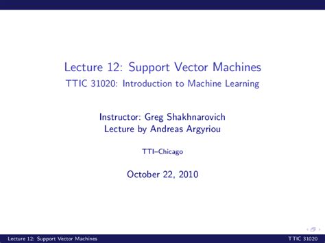 Support Vector Machines Introduction To Machine Learning Lecture 12 Computer Science Lecture