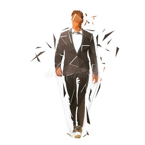 Businessman In Suit Walking Forward Low Polygonal Abstract Vector