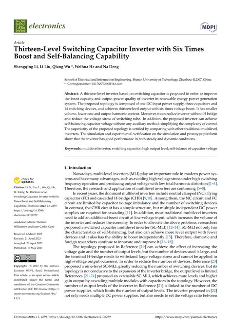 Pdf Thirteen Level Switching Capacitor Inverter With Six Times Boost And Self Balancing Capability