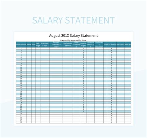 Free Salary Statement Templates For Google Sheets And Microsoft Excel Slidesdocs