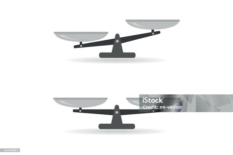 천칭 자리는 흰색 배경에 고립되어 있습니다 균형있는 비늘의 그릇 비늘의 불균형 균형 아이콘입니다 벡터 일러스트 레이 션 평면 디자인 개념에 대한 스톡 벡터 아트 및 기타