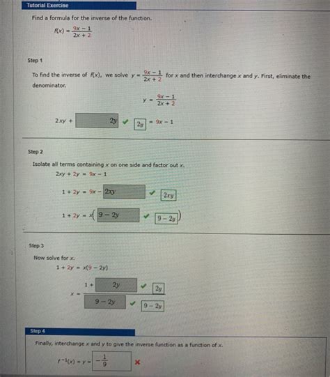Solved Tutorial Exercise Find A Formula For The Inverse Of Chegg