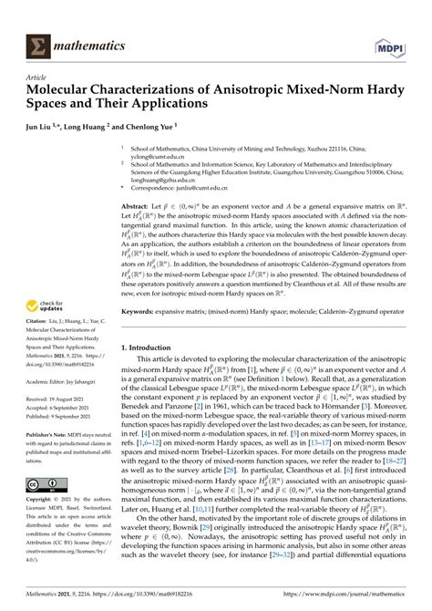 Pdf Molecular Characterizations Of Anisotropic Mixed Norm Hardy Spaces And Their Applications