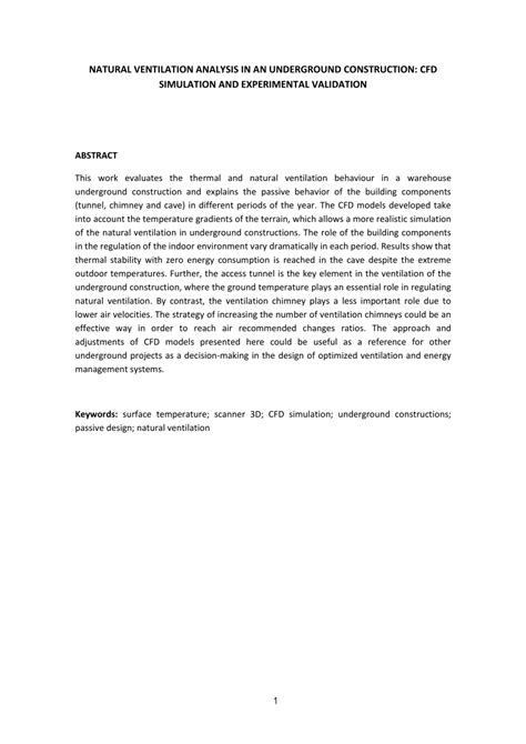 Pdf Natural Ventilation Analysis In An Underground Construction Cfd Simulation And