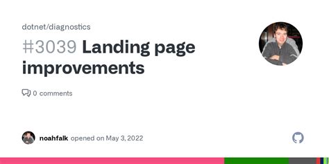 landing page improvements · issue 3039 · dotnet diagnostics · github