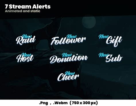 Mystic Wolf Streampack Twitch Night Overlays Kit Animated Package