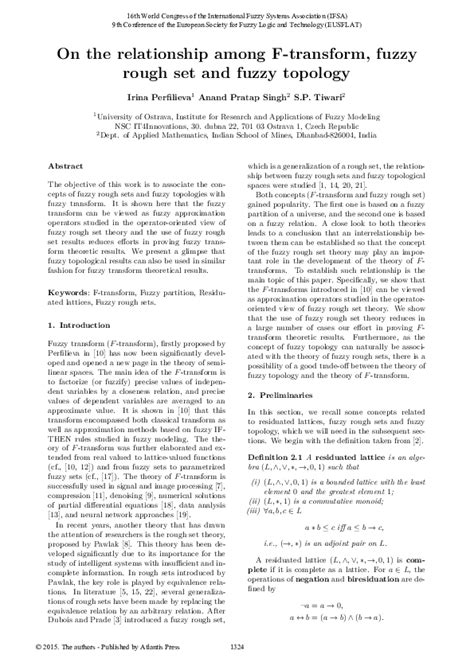 Pdf On The Relationship Among F Transform Fuzzy Rough Set And Fuzzy