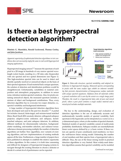 Pdf Is There A Best Hyperspectral Detection Algorithm