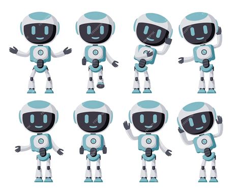 Premium Vector Robots Character Vector Set Design Robotic Characters With Pose And Gestures