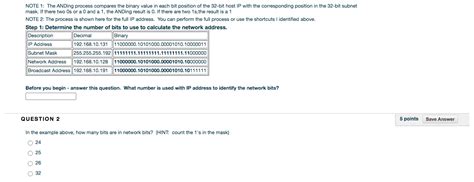 Solved Note 1 The Anding Process Compares The Binary Value