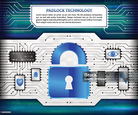 Konsep Teknologi Digital Latar Belakang Dengan Gembok Bug Hacker Perisai Kunci Dan Mata Latar