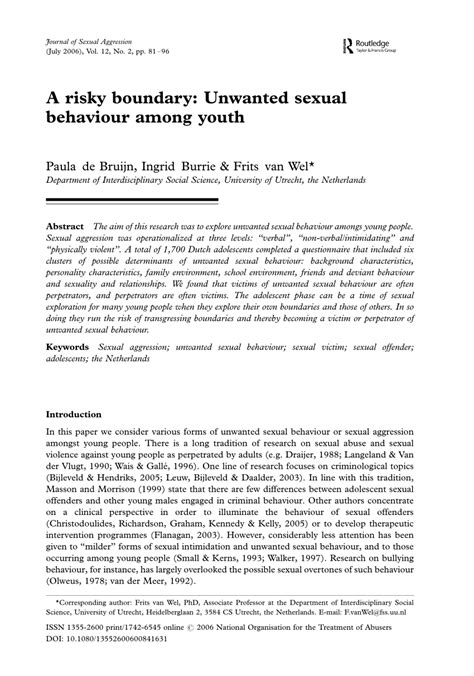 pdf a risky boundary unwanted sexual behaviour among youth