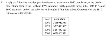 Solved 1 Apply The Following World Population Figures To