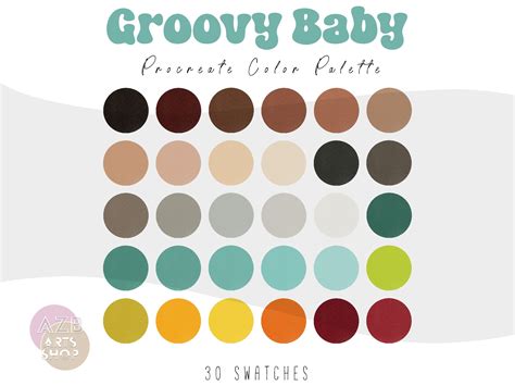 70s Groovy Procreate Color Palette Bundle Color Palette For Procreate Procreate Swatches Ipad