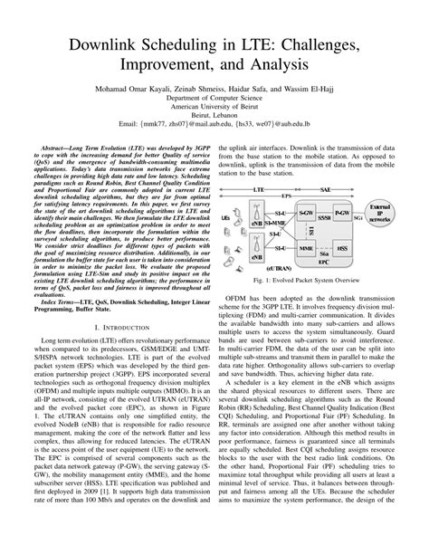 Pdf Downlink Scheduling In Lte Challenges Improvement And Analysis