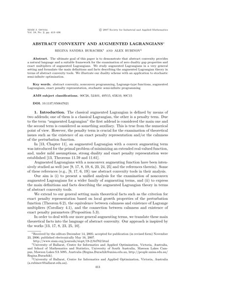 Pdf Abstract Convexity And Augmented Lagrangians
