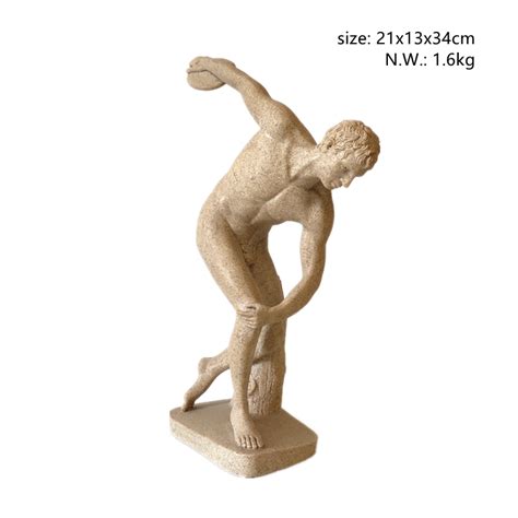 Resin Discus Thrower Nude Male Statue Art Collectible