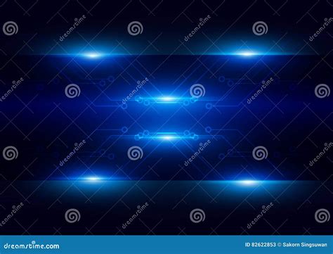 Abstract Futuristic Circuit With Lighting Technology Dark Blue C Stock Vector Illustration Of