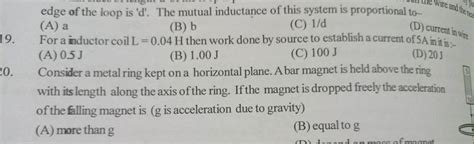 Edge Of The Loop Is D The Mutual Inductance Of This System Is Proporti