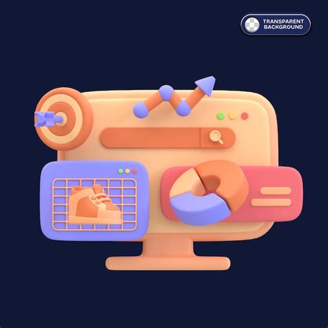 Premium Psd Computer Dashboard Illustration Of Online Sales Increasing And On Target