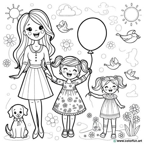 Kleurplaat Van Een Moeder En Haar Dochter Gratis Te Downloaden Of Af Te Drukken