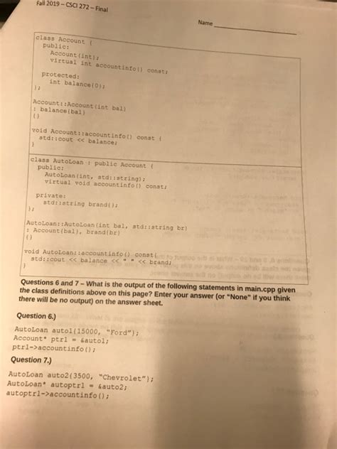 solved fall 2019 csci 272 final class account public