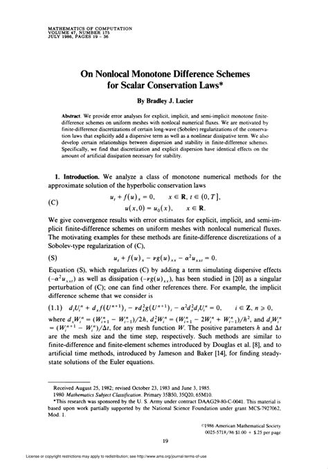 Pdf On Nonlocal Monotone Difference Schemes For Scalar Conservation Laws