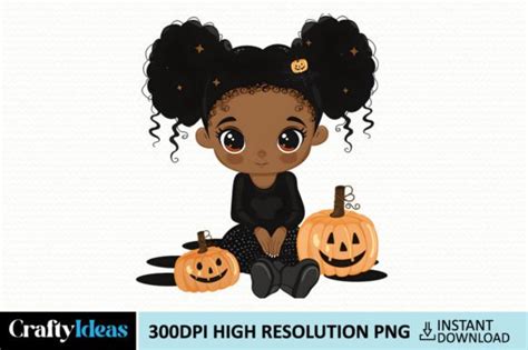 Black Girl Halloween Clipart Graphic By Craftyideas · Creative Fabrica