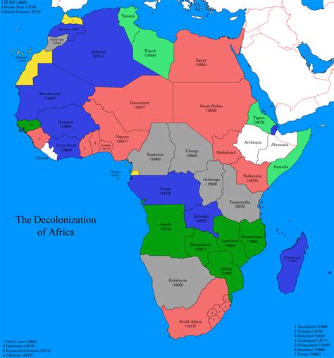 Decolonization In Africa Map To 1980
