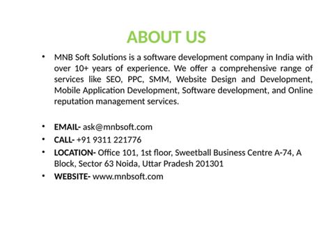 Software Development Service Mnb Soft Solution Ppt