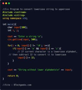 Convert Uppercase To Lowercase C C Program To Convert Uppercase
