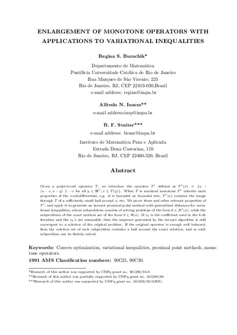 Pdf Enlargement Of Monotone Operators With Applications To