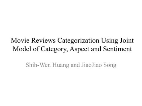 Movie Reviews Categorization Using Joint Model Of Category Aspect And